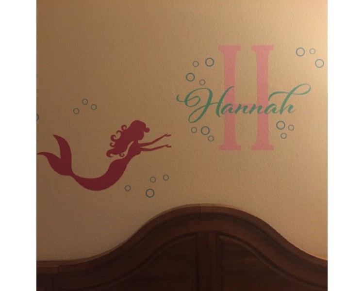Personalized Mermaid Name Decal, Girl Name Decal, Nautical Nursery Decor