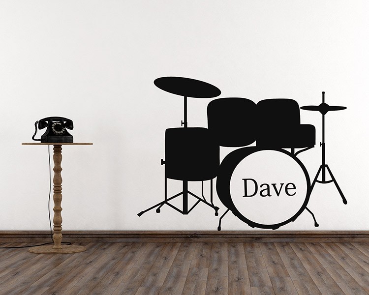 Drum Kit Customized Name Vinyl Decal Nursery Sticker