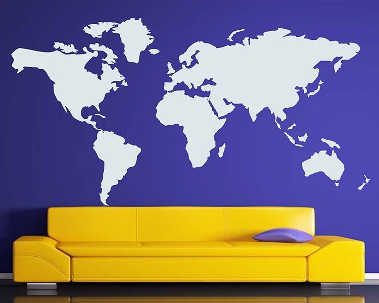 Map of the World Vinyl Decals Modern Wall Art Sticker