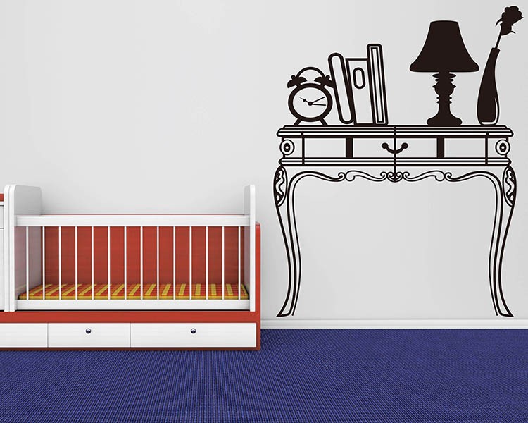 Desk with Books Vinyl Decals Modern Wall Art Sticker