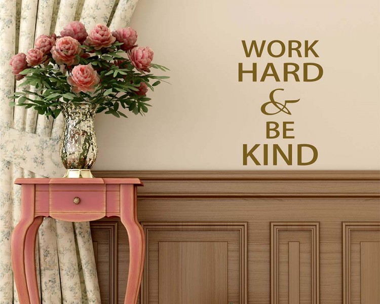 Work Hard & Be Kind Quotes Wall Decal Motivational Vinyl Art Stickers